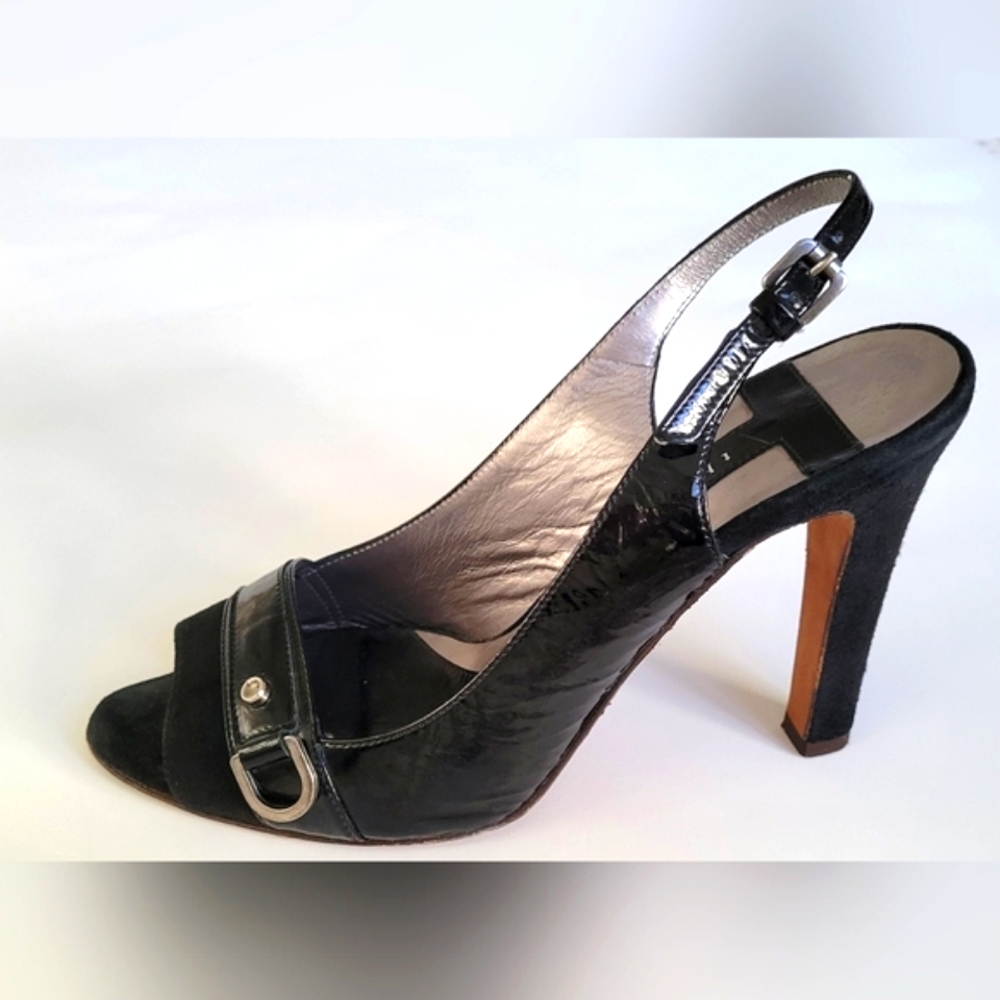 Theory Sela Slingback Heels In Patent Leather And Sue… - Gem